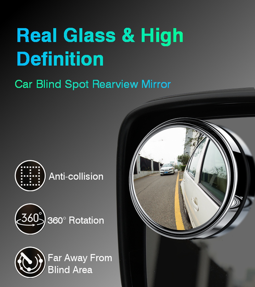 360 Degree Adjustable HD Glass Round Rear View Mirror With Large ...