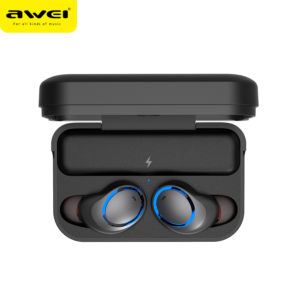 AWEI TWS Sport V5.0 Bluetooth Earphones with Charge Storage Black