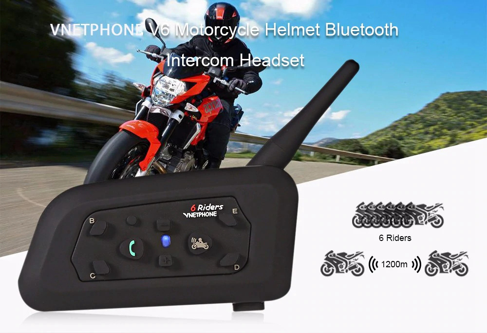 Vnetphone V6 Motorcycle Helmet Intercom Bluetooth V3.0