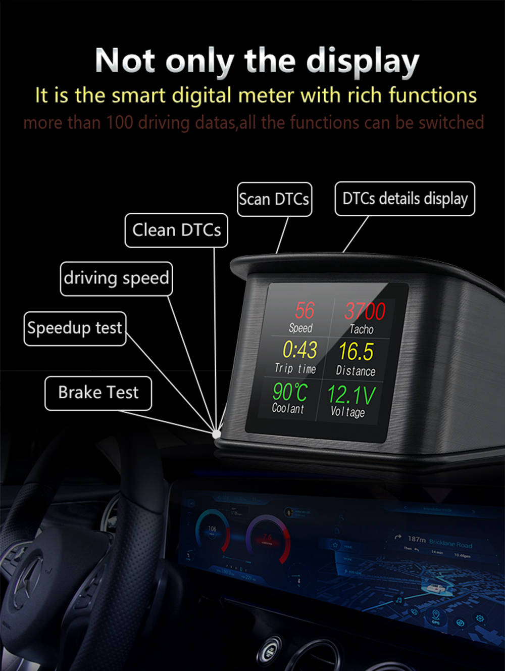 P10 2.6 Inch Universal OBDII Smart Head Up Display Car HUD Diagnostic