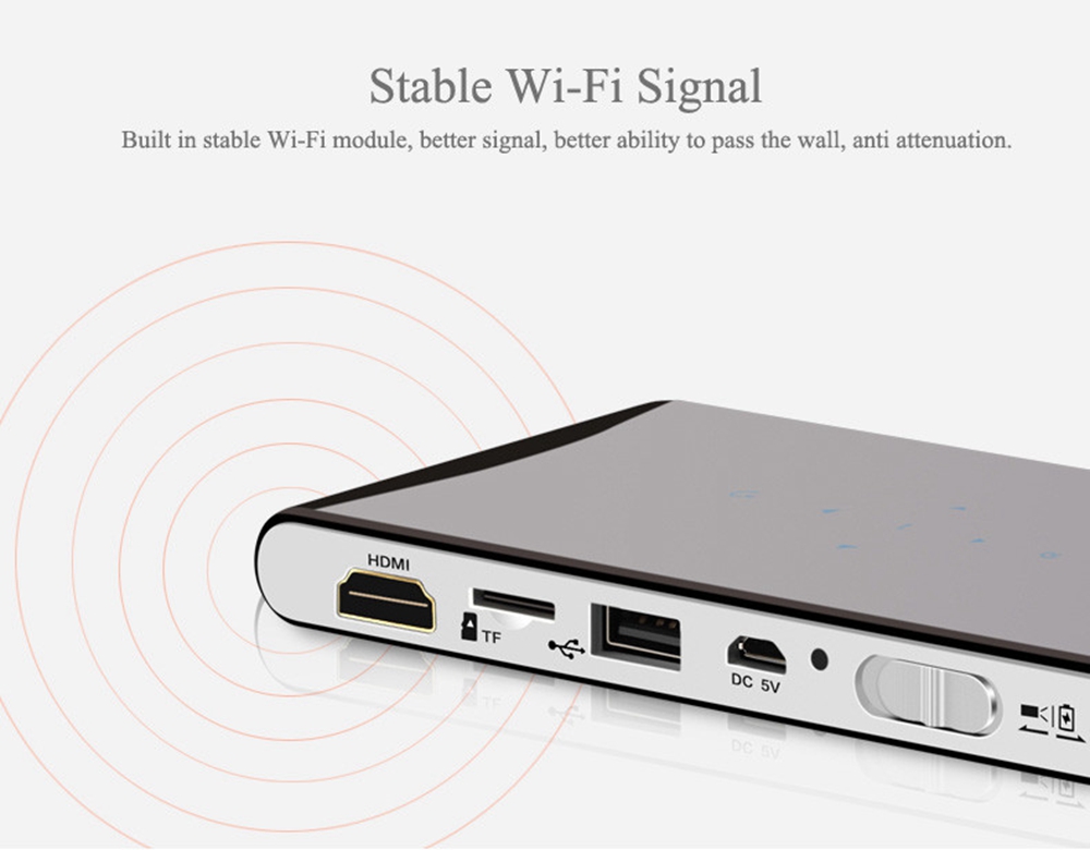 DLP-100WM Handheld Micro Projector Android 4.4 2000mAH 3D Black