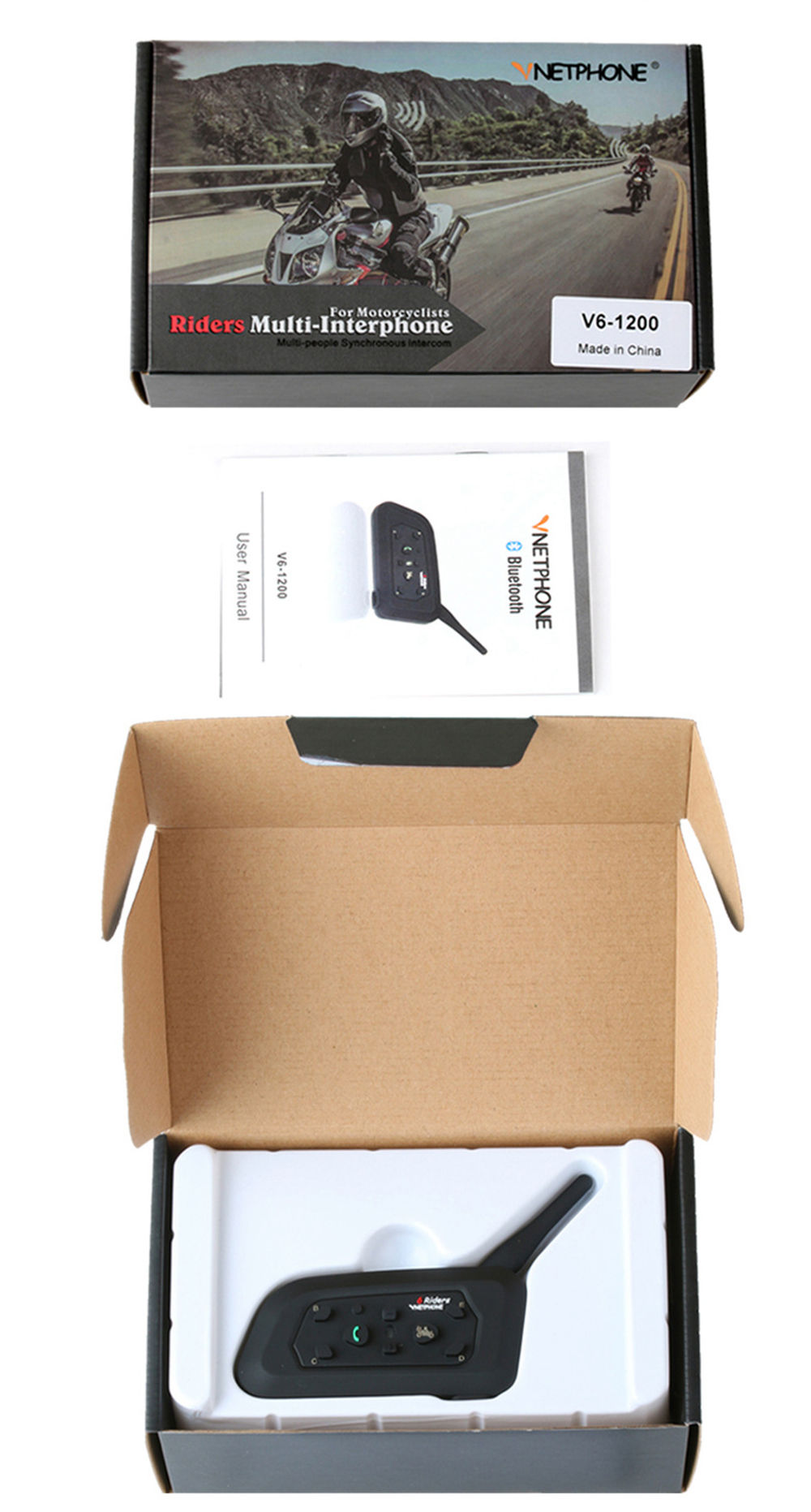 Vnetphone V6 Motorcycle Helmet Intercom Bluetooth V3.0