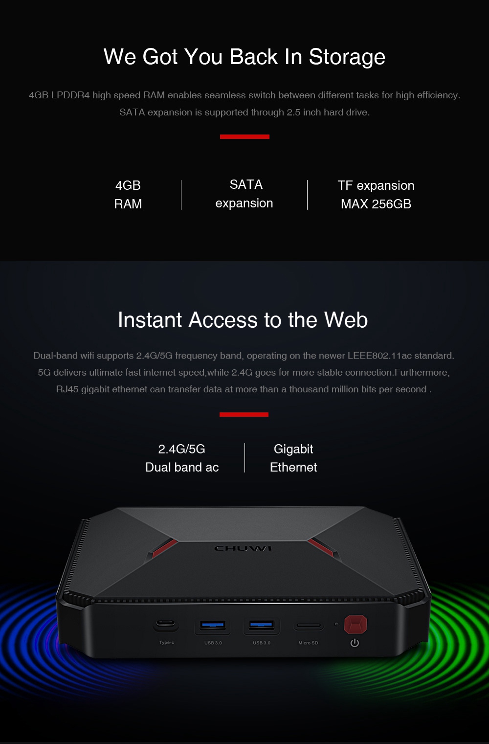 CHUWI GBox Gemini Lake N4100 4GB/64GB Windows 10 Mini PC