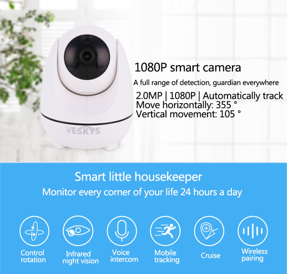 VESKYS N20 1080P WiFi IP Camera White