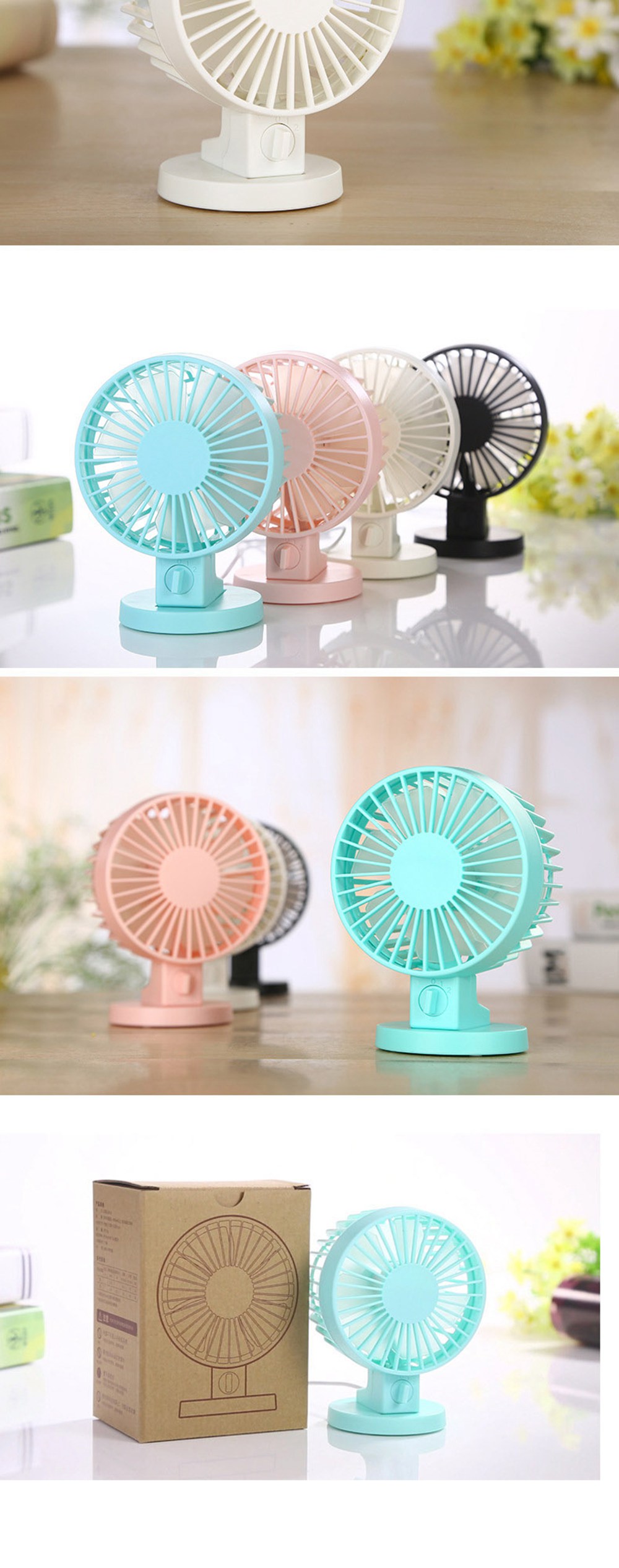 USB Dual Motor Mini Fan White
