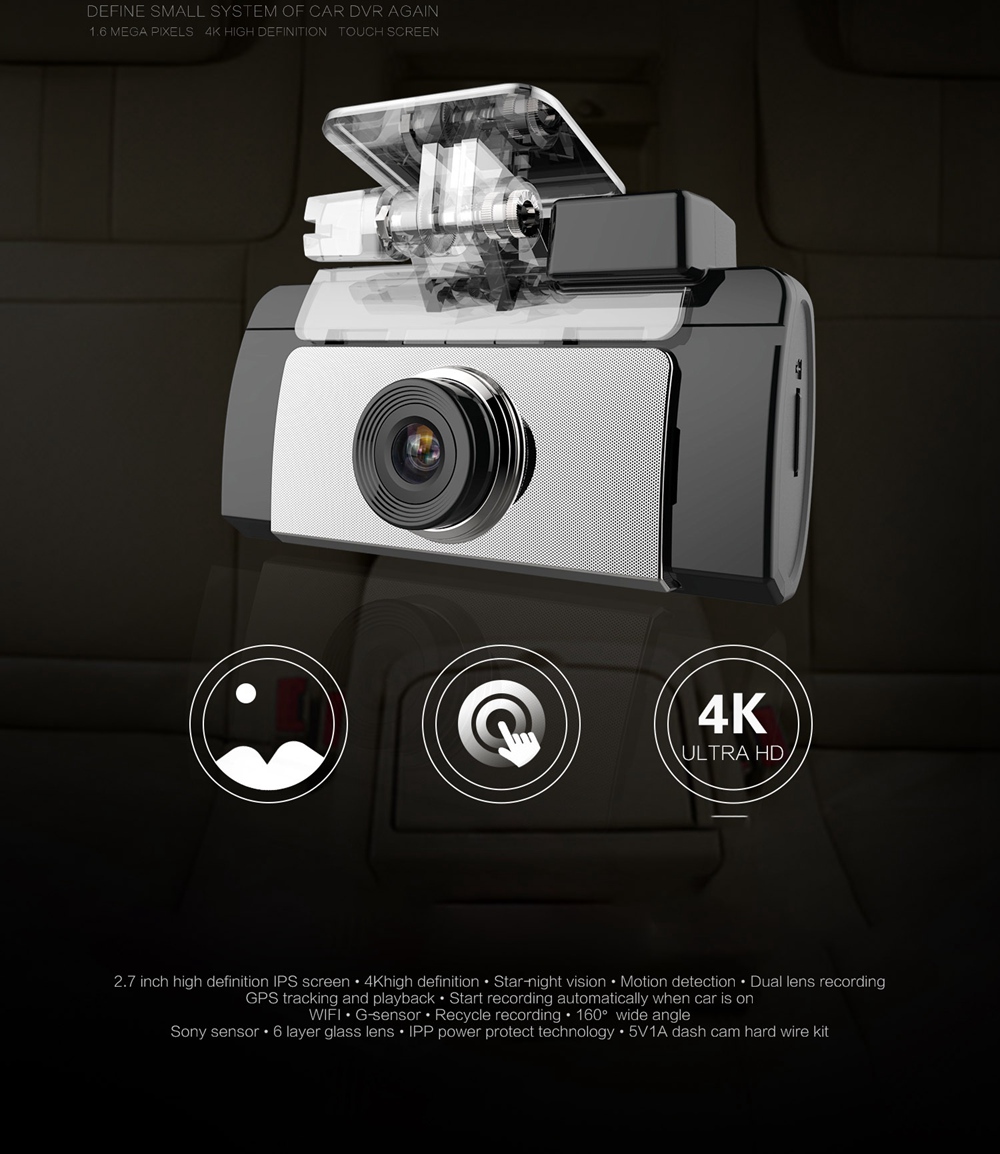 Anytek G200 Car Recorder 2.7 Inch Touch Screen 4K FHD Car Camera