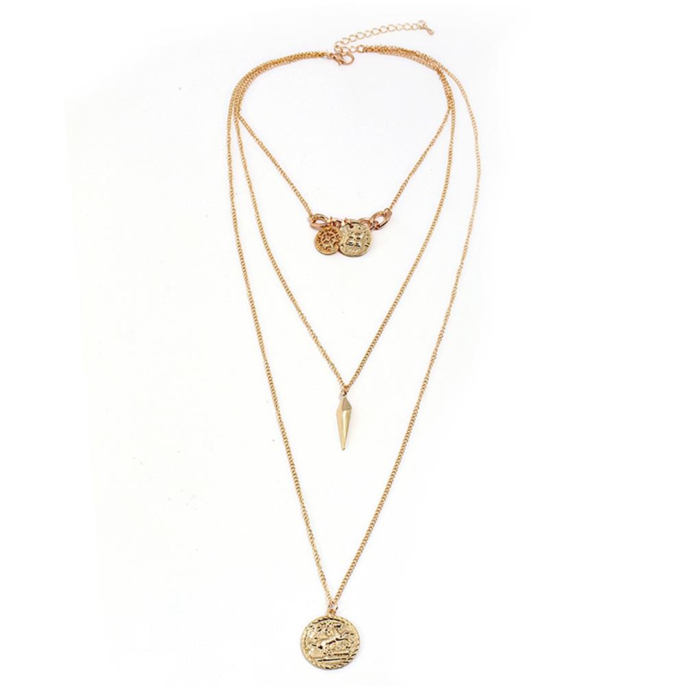 Multi-layer Pattern Shape Necklace for Women Pendant Gold