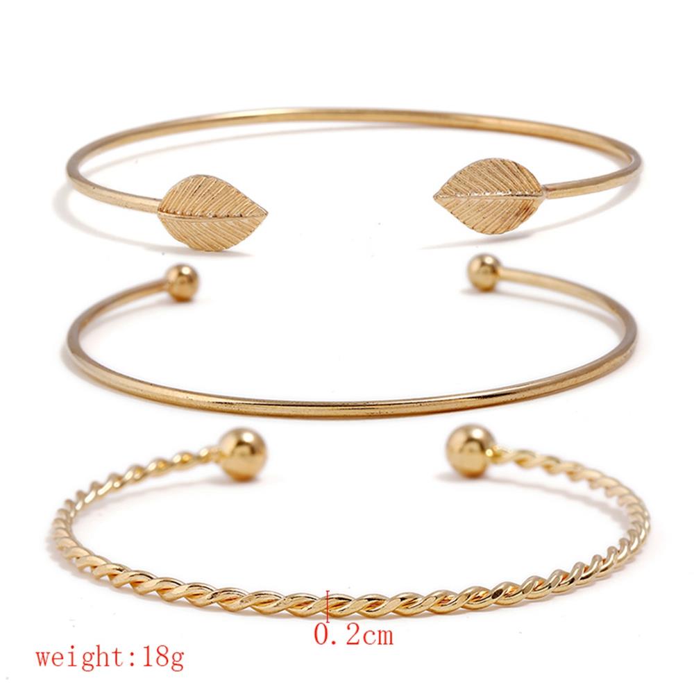 Women's Open Leaf Shape Bracelet Suit Gold