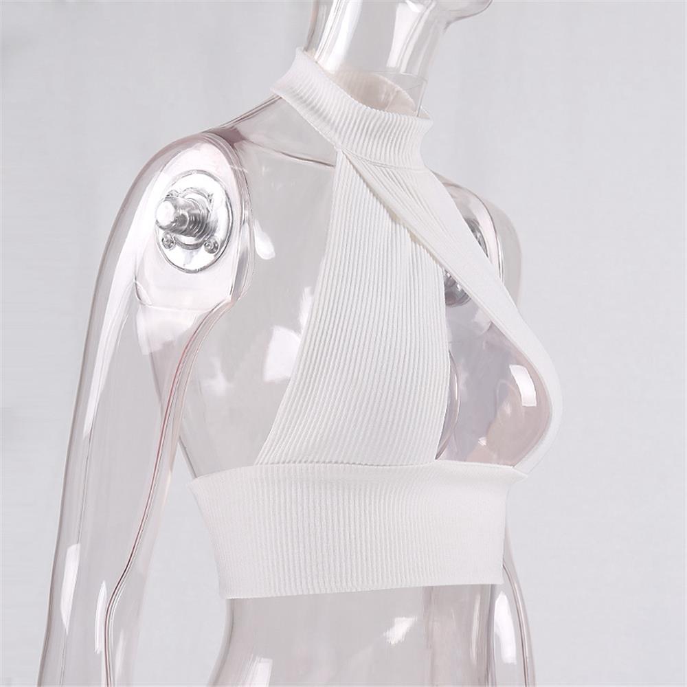 Women Slim Halter Neck Chest Wrap Vest White