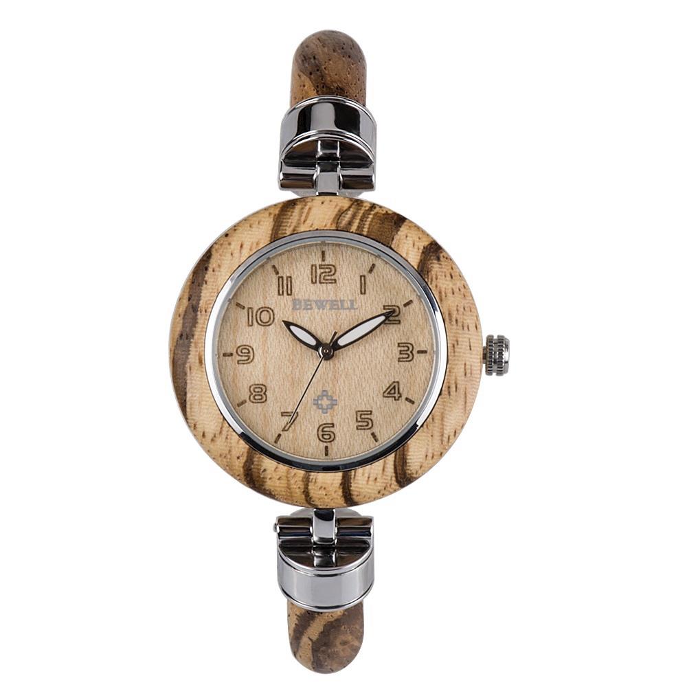 BEWELL Zebra Wood Women Zebra Wood Quartz Watch