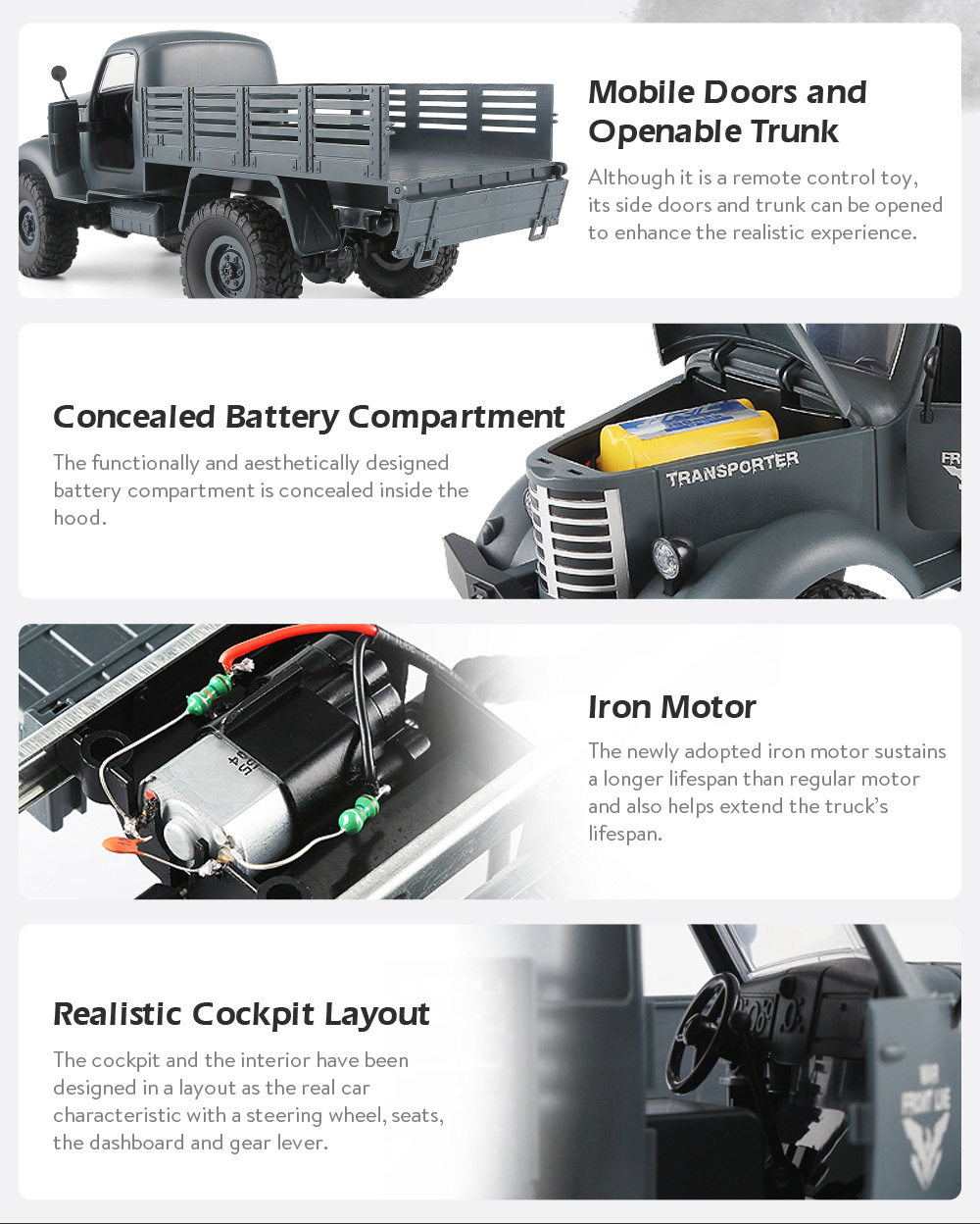 JJRC Q61 Transporter RC Car 4WD Military Truck RTR Army Green