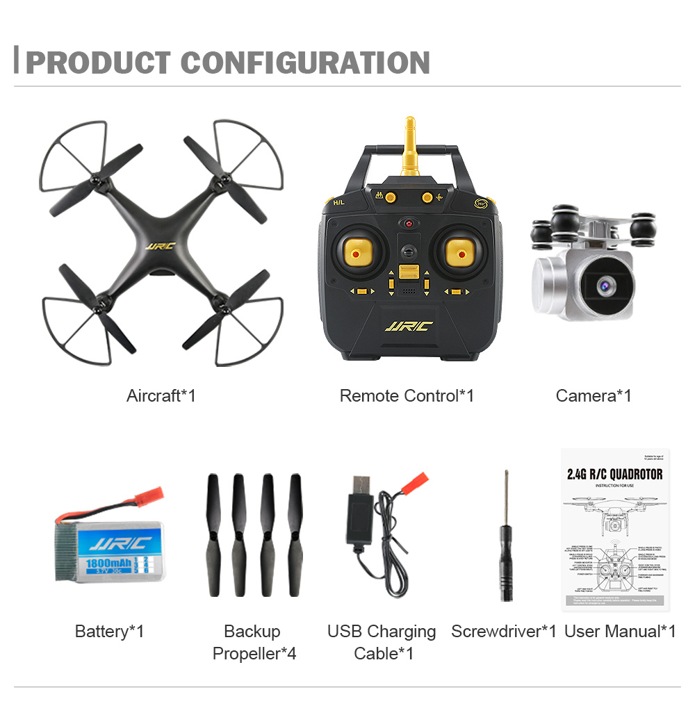 JJRC H68 BELLWETHER WiFi FPV RC Drone 720P 20mins RTF Black