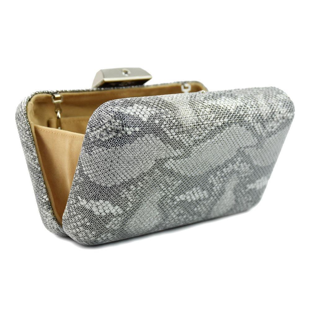 Women Satin Clutch Bag Silver