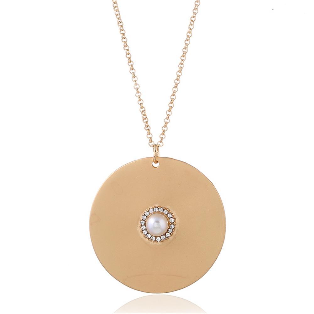 Round Pearl Shape Necklace for Women Pendant Gold
