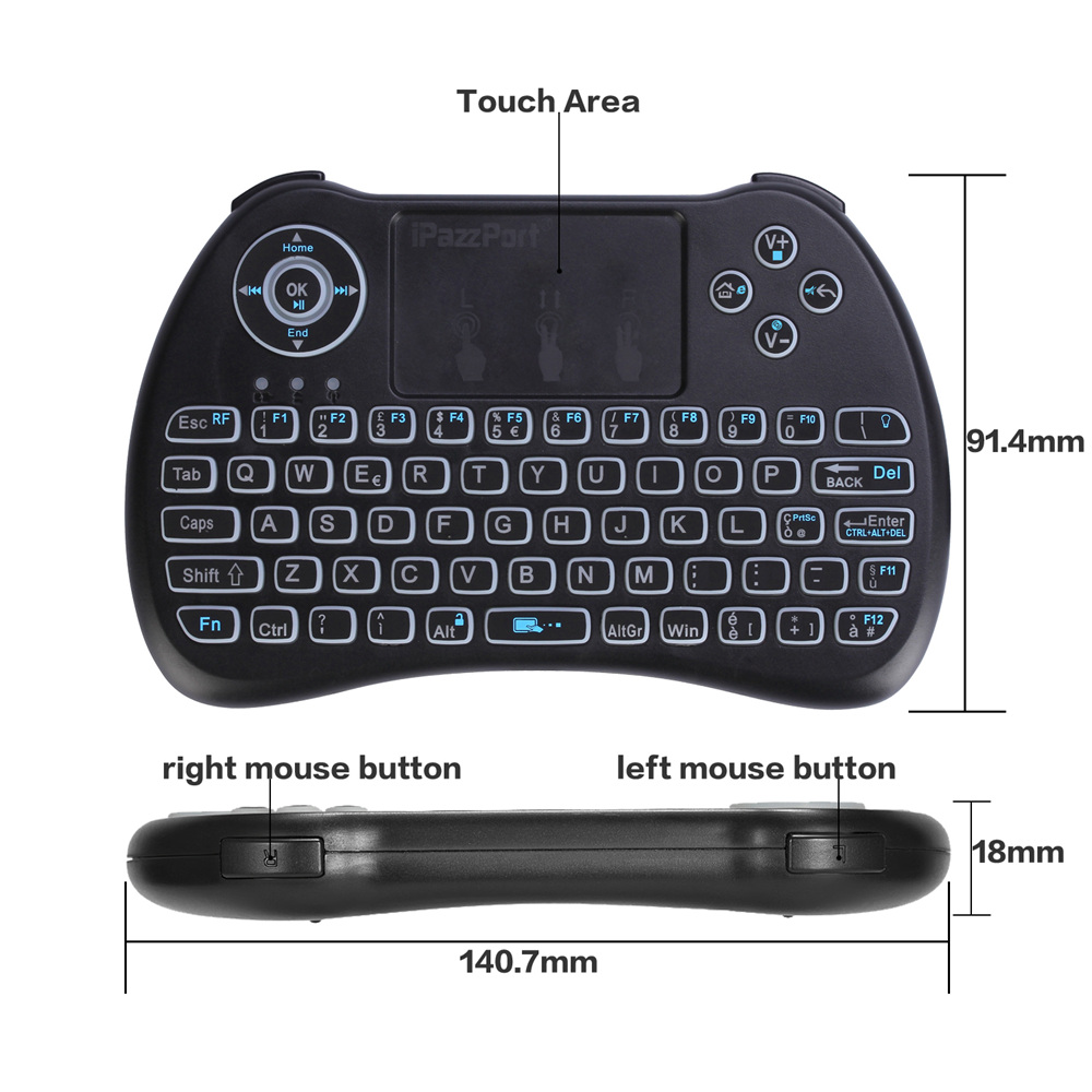 iPazzport KP-810-21Q Italian 3-Color Backlight 2.4G Wireless Keyboard
