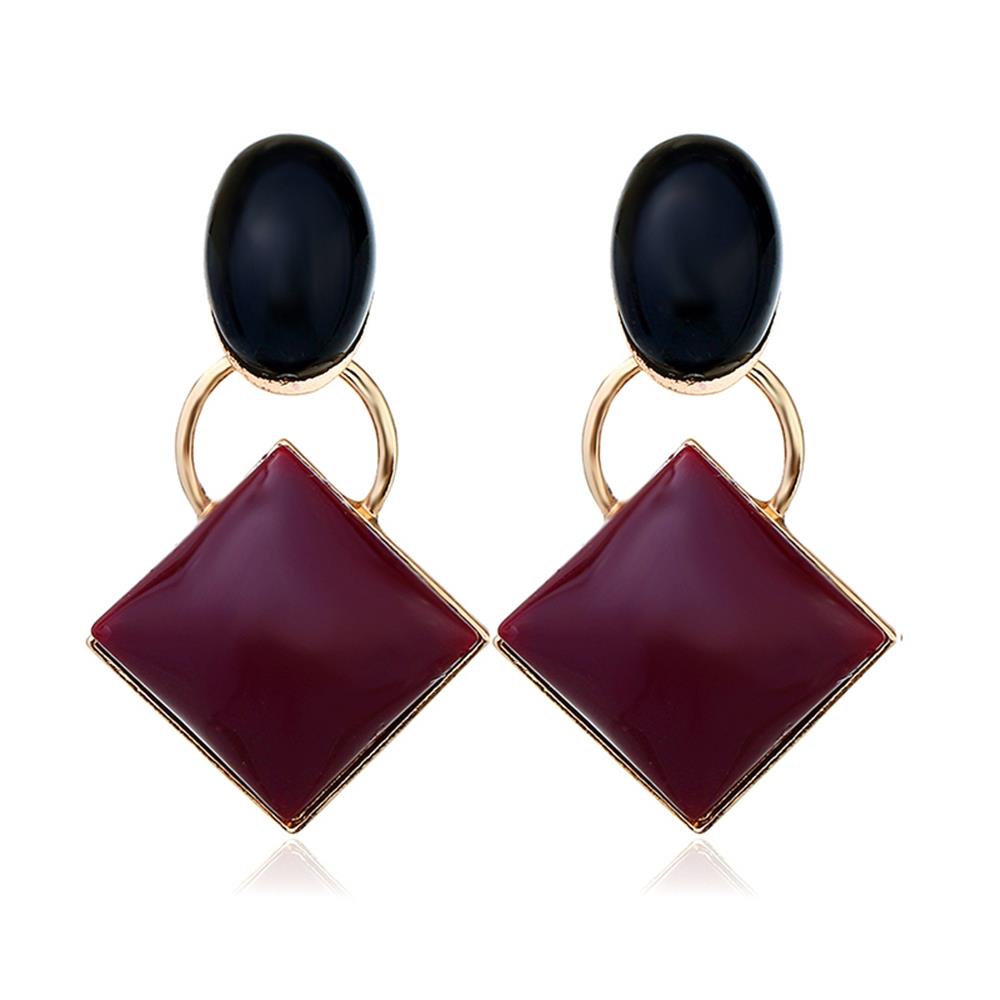 Women's Geometric Shape Earrings Set Red Wine
