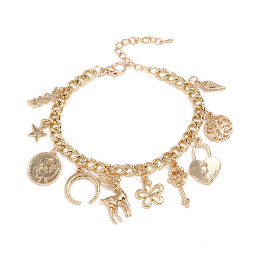 Women's Metal Key Heart-shaped Bracelet Gold