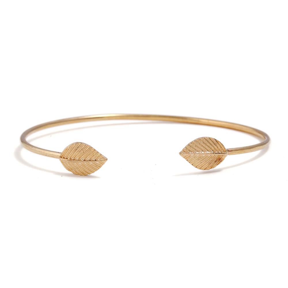 Women's Open Leaf Shape Bracelet Suit Gold