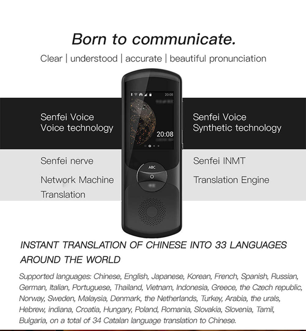 Iflytek WIFI+4G 33 Languages Portable Touch Screen Black