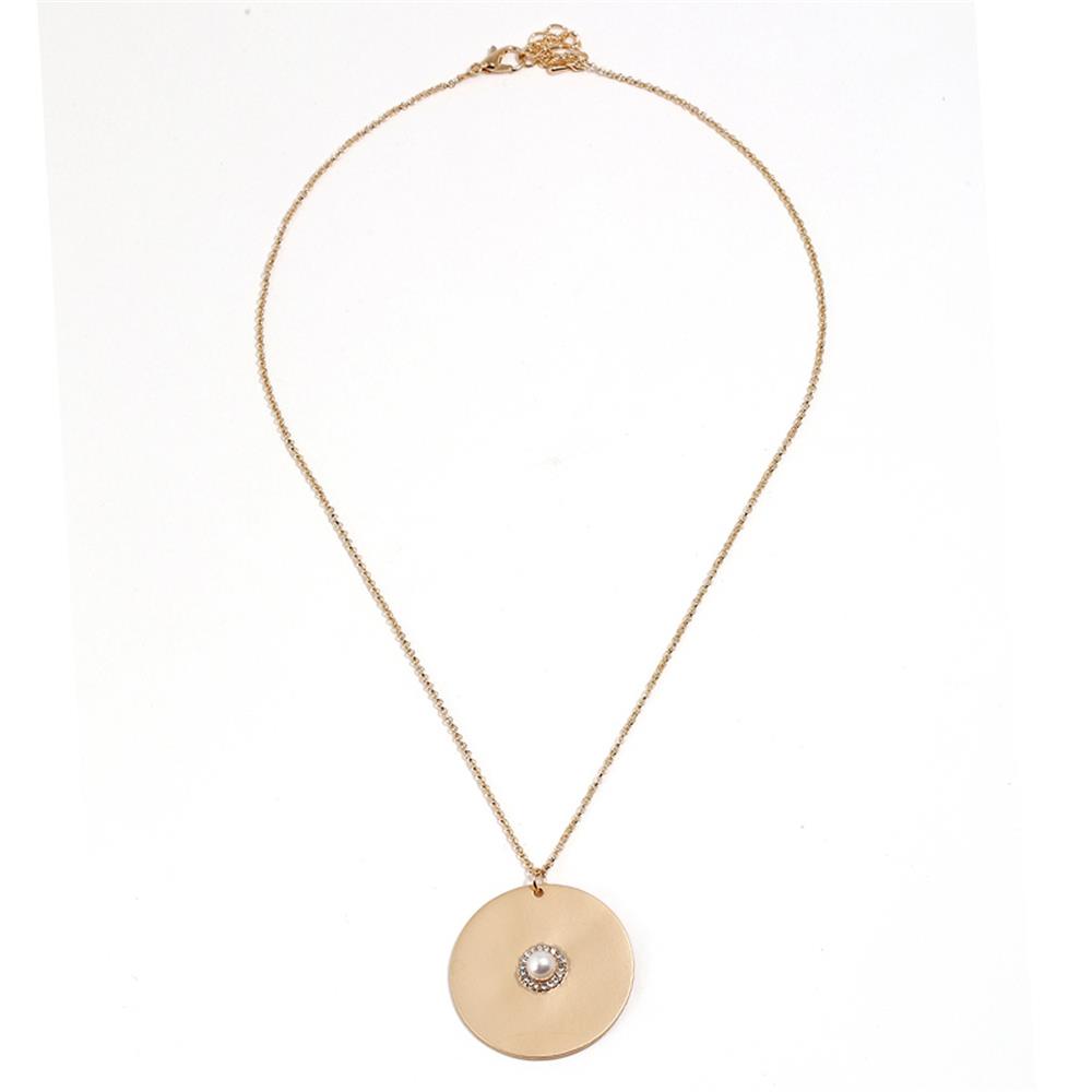 Round Pearl Shape Necklace for Women Pendant Gold