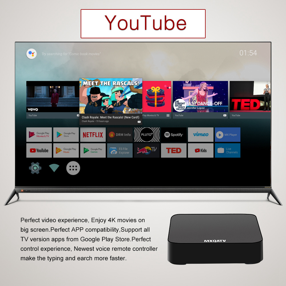 MXQATV Amlogic S905W Android TV 7.1 2GB/8GB TV BOX