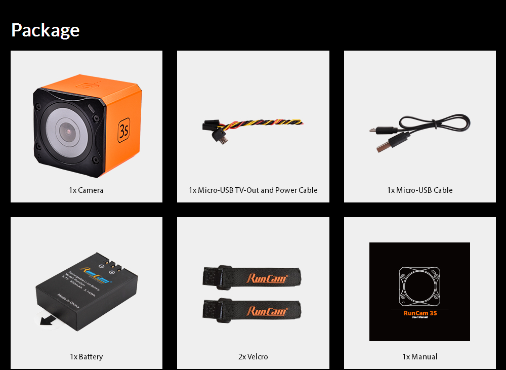 RunCam 3S Excellent WDR 1080P 60FPS 160 Degree FPV Action Camera