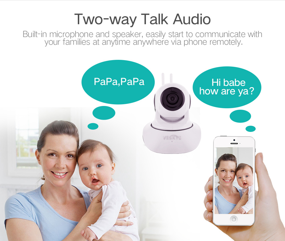 VESKYS N12 720P Wifi IP Camera White US Plug