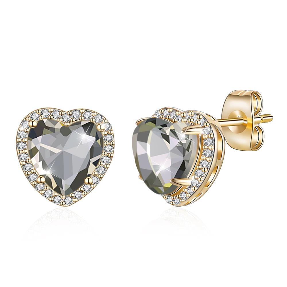 Women's Heart-shaped Rhinestone Earrings Silver