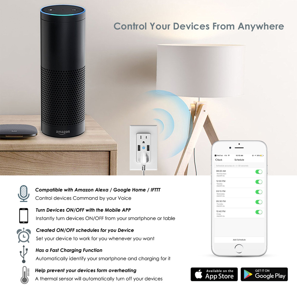 Geekbes WiFi Smart Wall Socket White US Plug