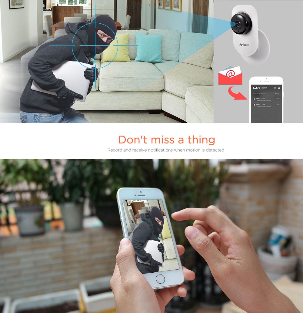 Sricam SP009B 720P WiFi IP Camera White US Plug