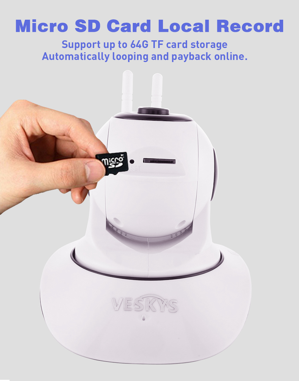 VESKYS N12 720P Wifi IP Camera White US Plug