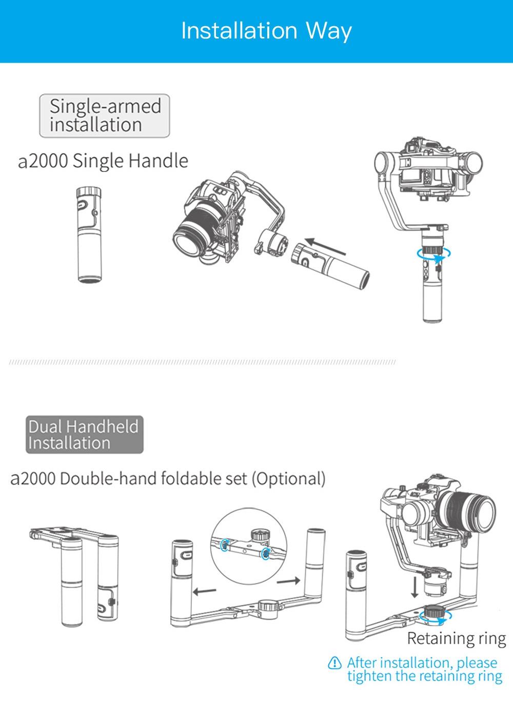 Feiyu Tech A2000 Handled Gimbal Stabilizer Double Handheld