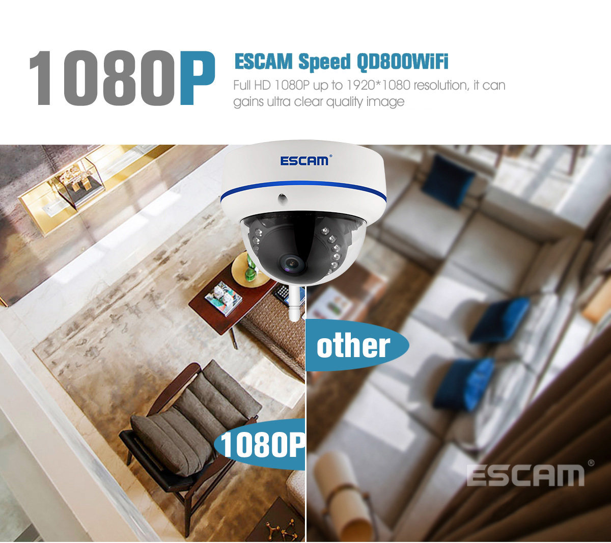 ESCAM Speed QD800WIFI 2MP 1080P WiFi Outdoor IP IR Dome Camera