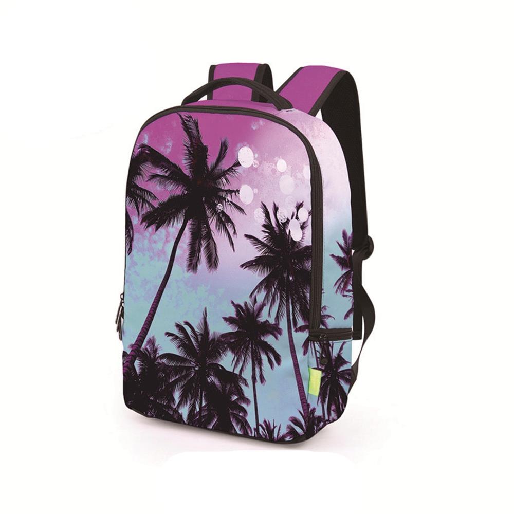 3D Creative Printed Coconut Tree Pattern Backpack Purple
