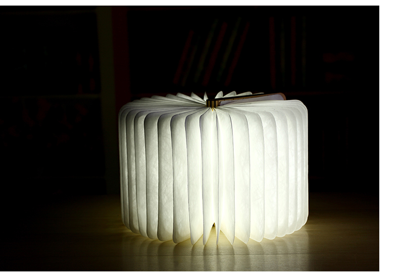 Wooden Foldable Book Shaped LED Night Light Warm Light