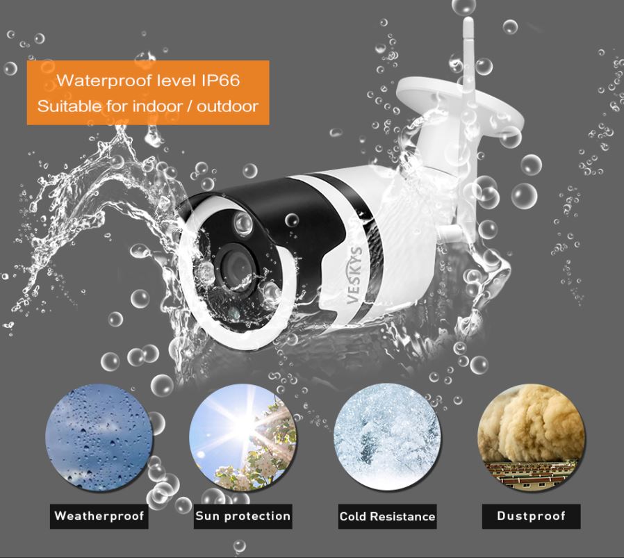 VESKYS N13 1080P 2.0MP Outdoor WIFI IP Camera White US Plug