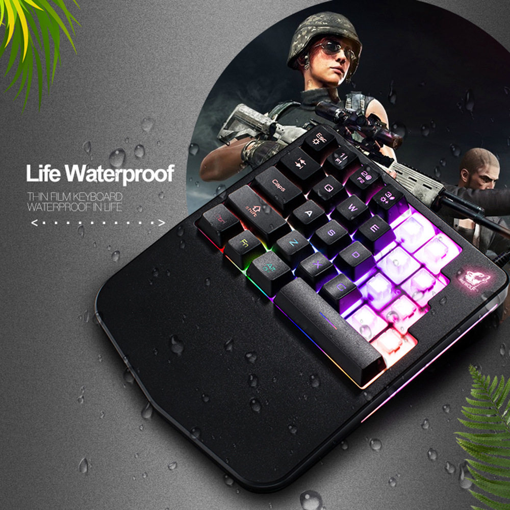 Free Wolf K11 Wired One-hand Membrane Gaming Keyboard Black