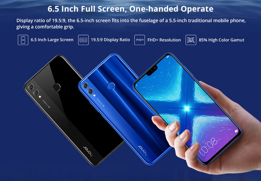 HUAWEI Honor 8X 6.5 Inch 4GB 64GB Smartphone Blue