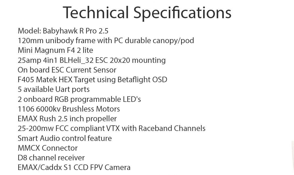 Emax Babyhawk R Pro FPV Racing Drone F4 FC Frsky Receiver BNF