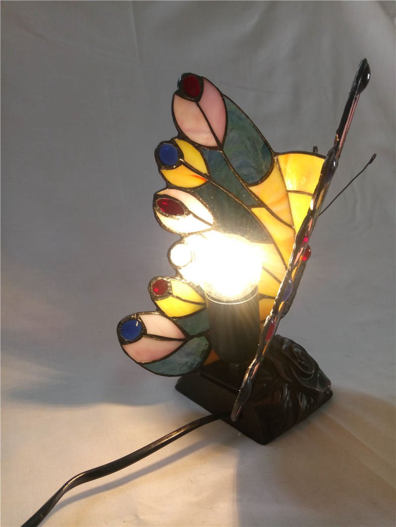 FUMAT TIFFANY Lamp Stained Glass Butterfly Night Lamp Multi-color