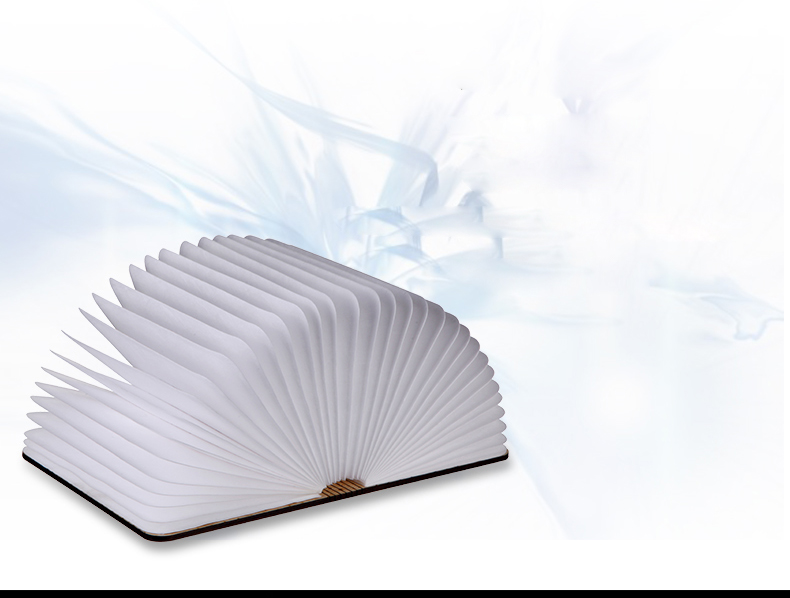 Wooden Foldable Book Shaped LED Night Light Warm Light