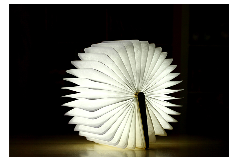 Wooden Foldable Book Shaped LED Night Light Warm Light