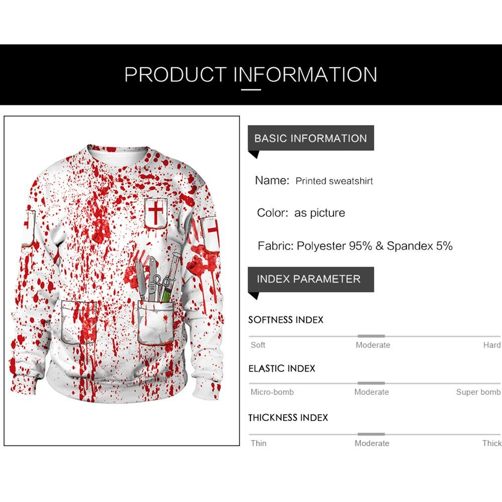 Unisex 3D Digital Blood Pattern Sweater L White