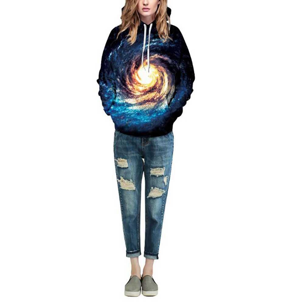 3D Digital Printed Star Vortex Pattern Unisex Hoodie Multicolor