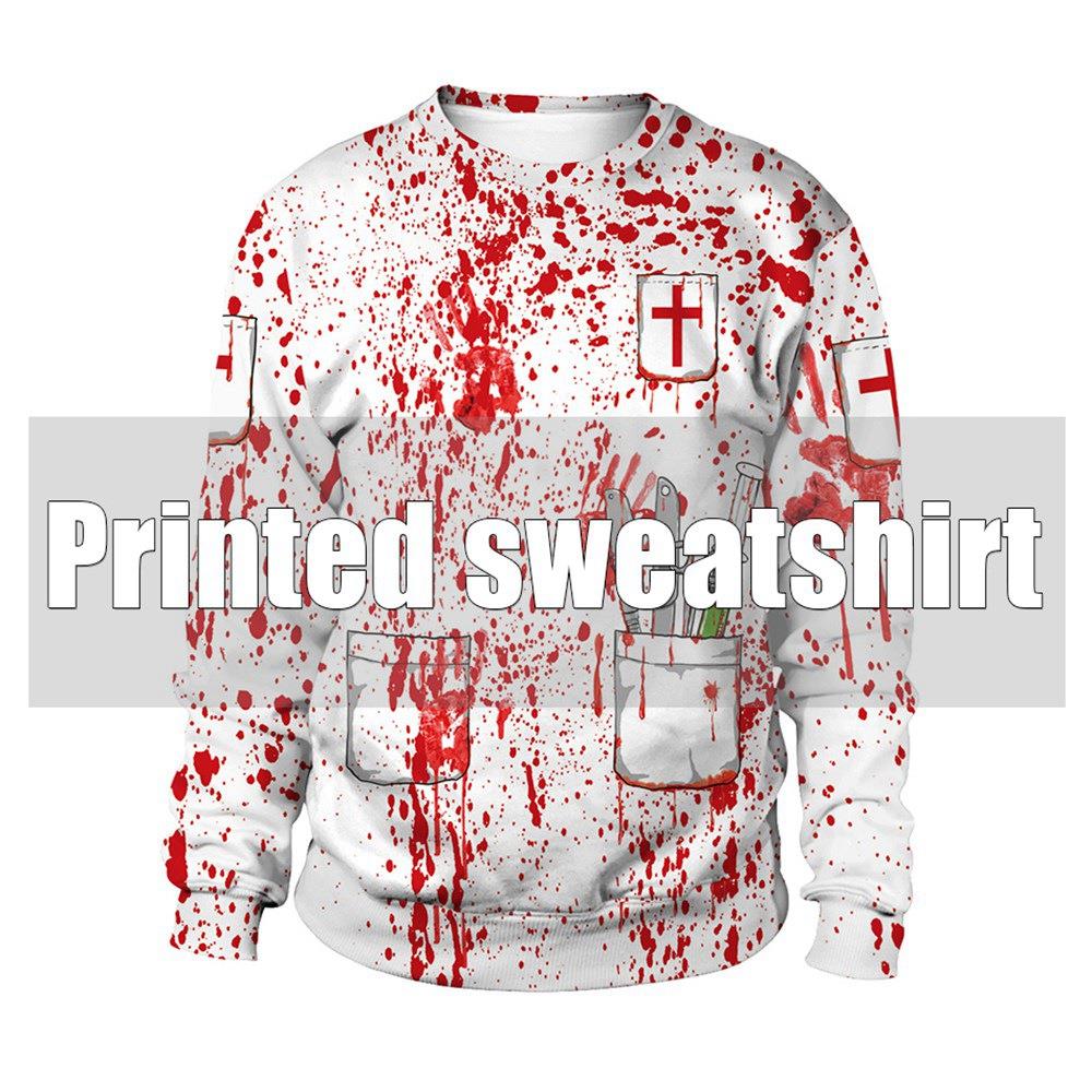 Unisex 3D Digital Blood Pattern Sweater L White