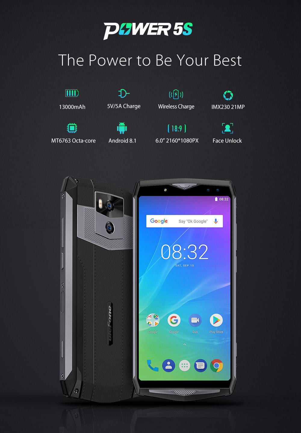 Ulefone Power 5S 6.0 Inch 6GB 64GB Smartphone Black