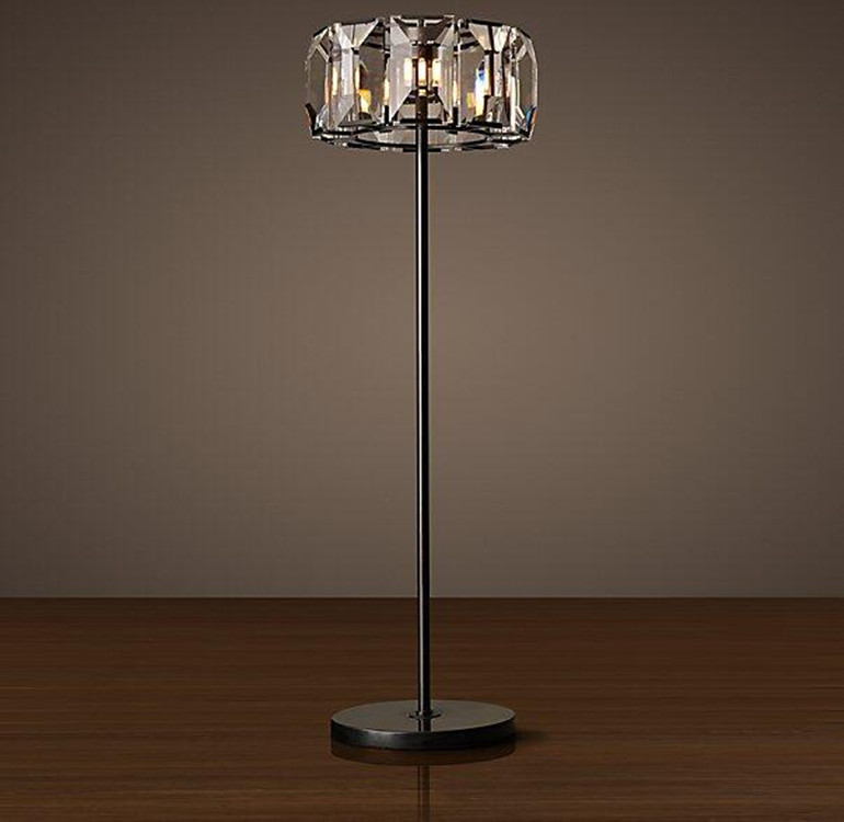 Fumat Crystal Glass Rectangle Wrought Iron Table Lamp