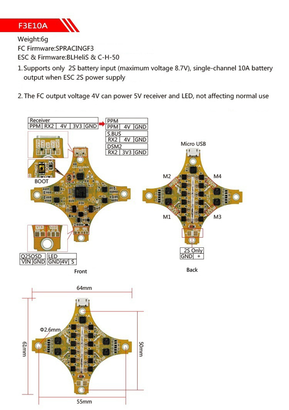 LDARC/Kingkong GT7 Tiny 75mm Frame Kit for FPV RC Drone