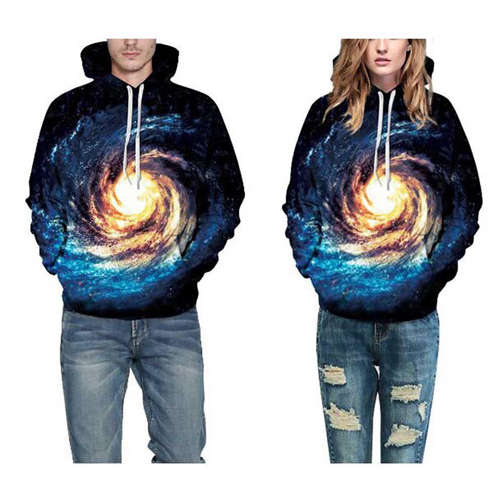 3D Digital Printed Star Vortex Pattern Unisex Hoodie Multicolor