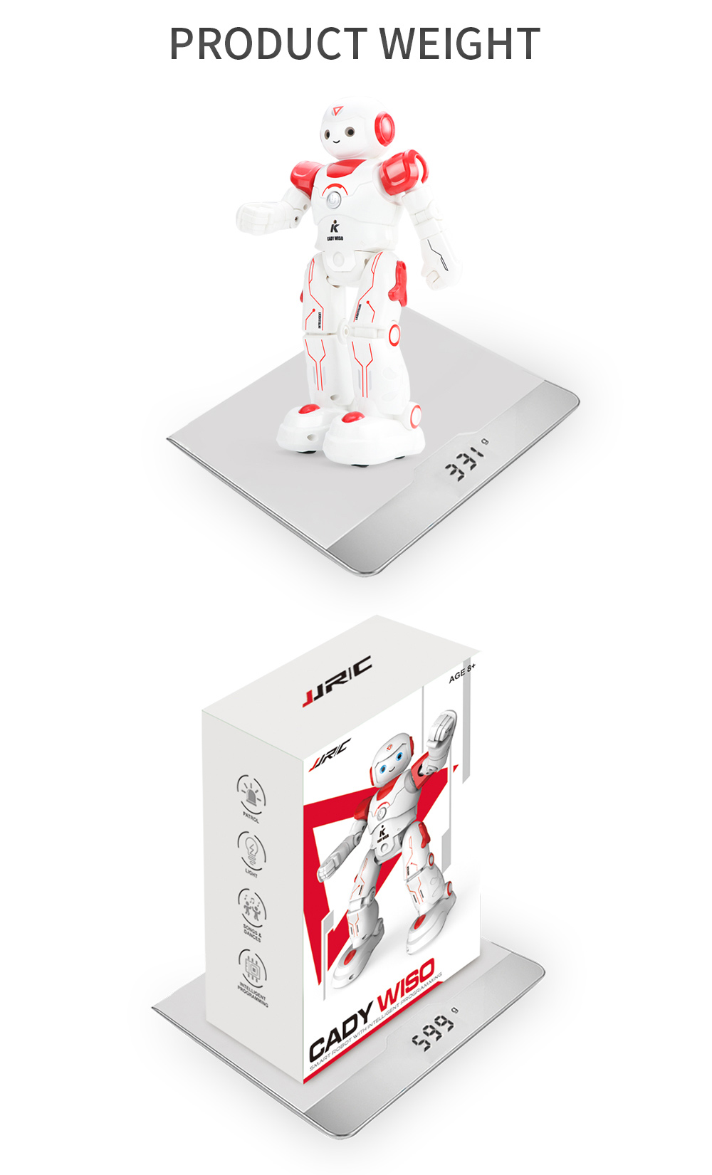 JJRC R12 Cady Wiso Programmable Dancing RC Robot Red